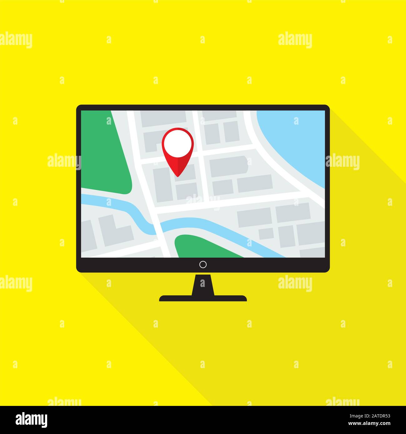 Applicazione di navigazione sullo schermo del computer desktop. Mappa ...