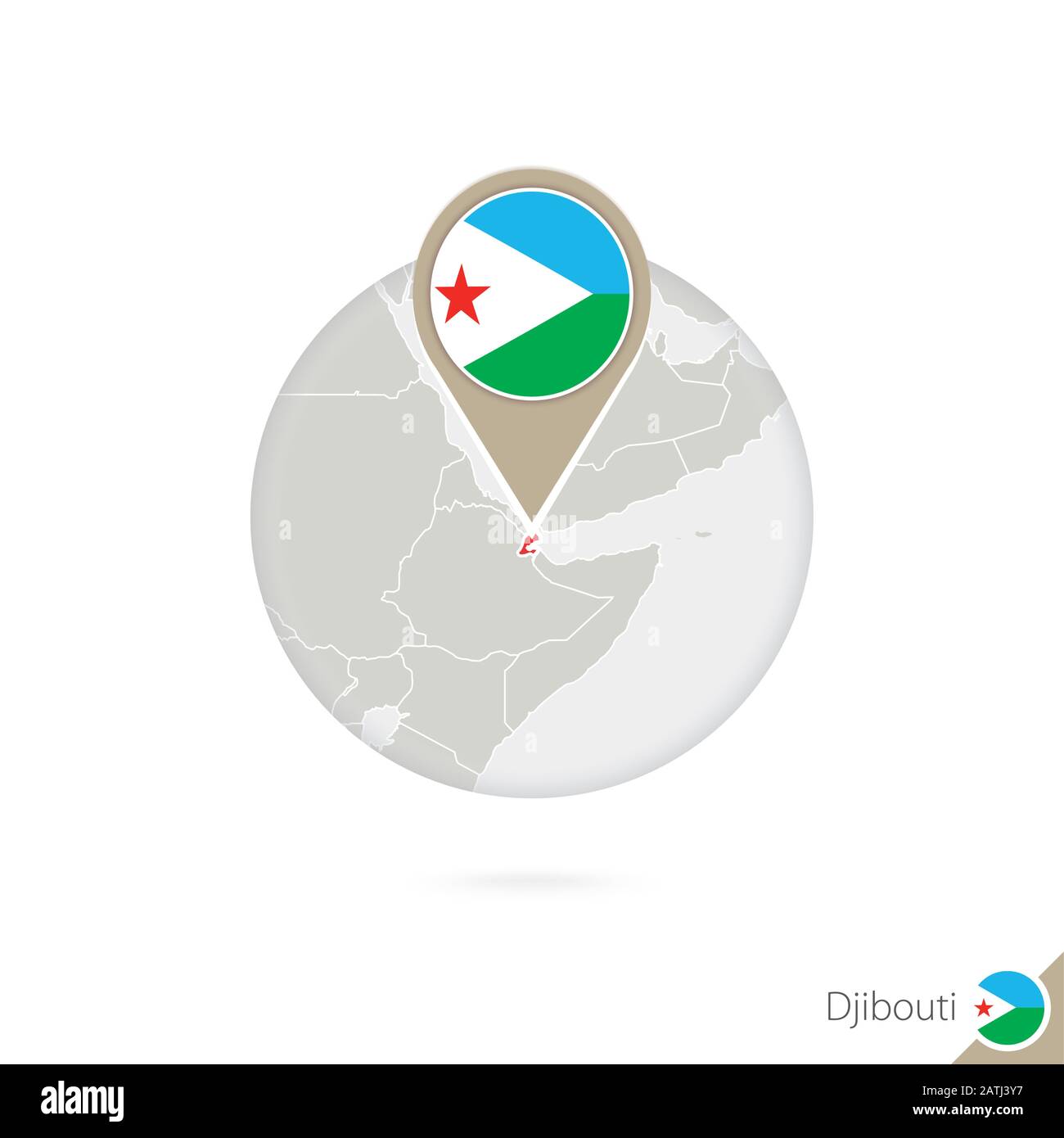 Gibuti mappa e bandiera in cerchio. Mappa di Gibuti, bandiera di Gibuti ...