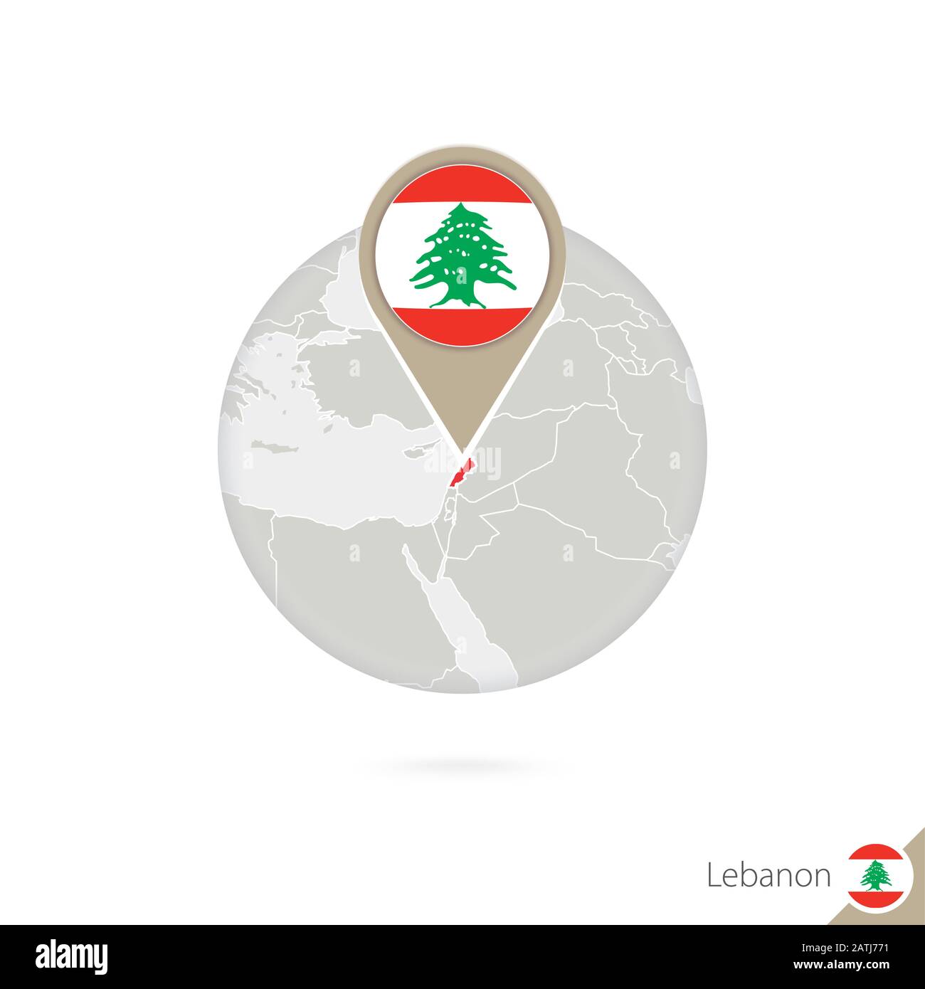 Libano mappa e bandiera in cerchio. Mappa del Libano, bandiera del ...