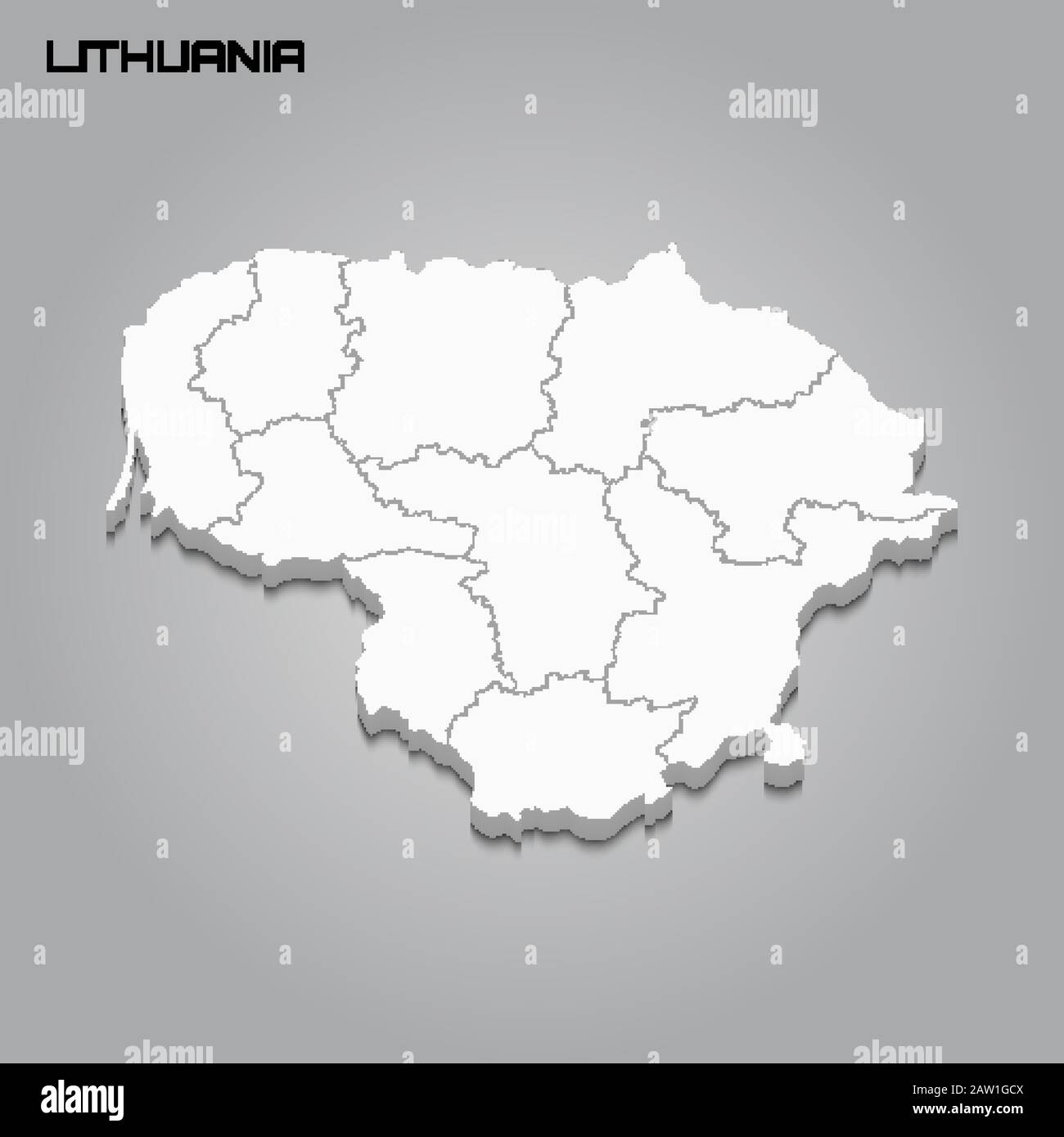 Mappa di lituania 3d Immagini Vettoriali Stock - Alamy