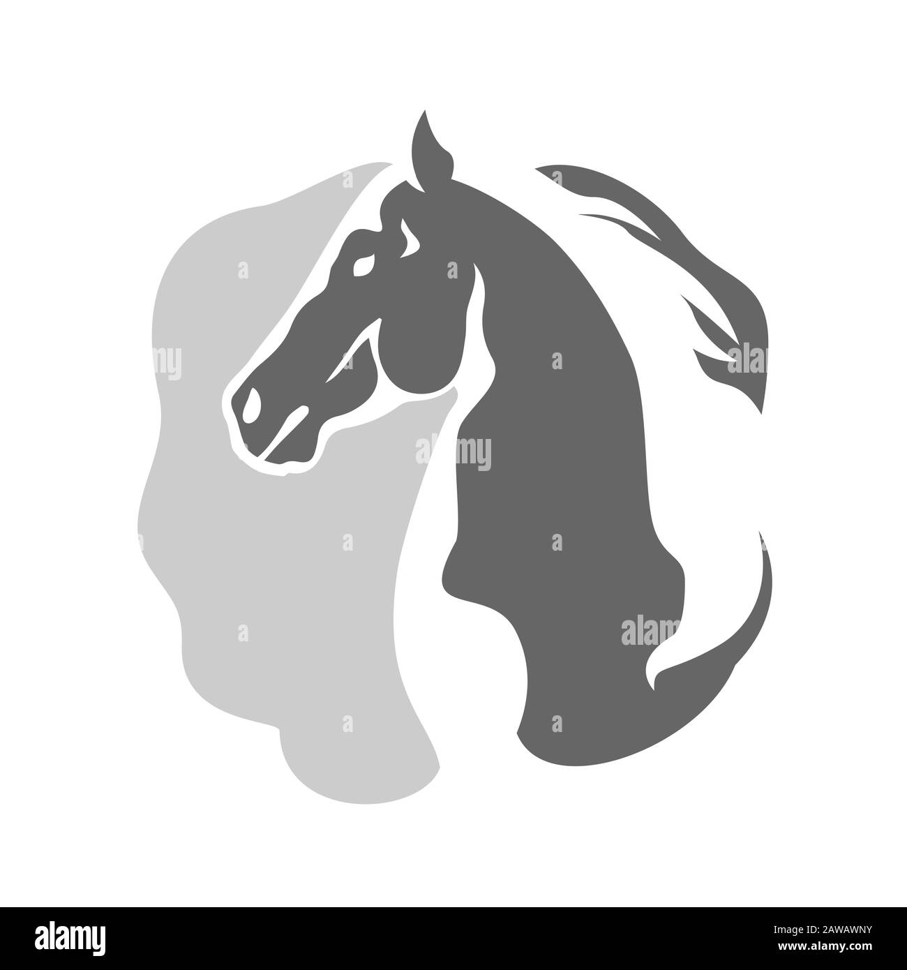 Cavallo disegno testa stilizzato Foto e Immagini Stock in Bianco e Nero ...