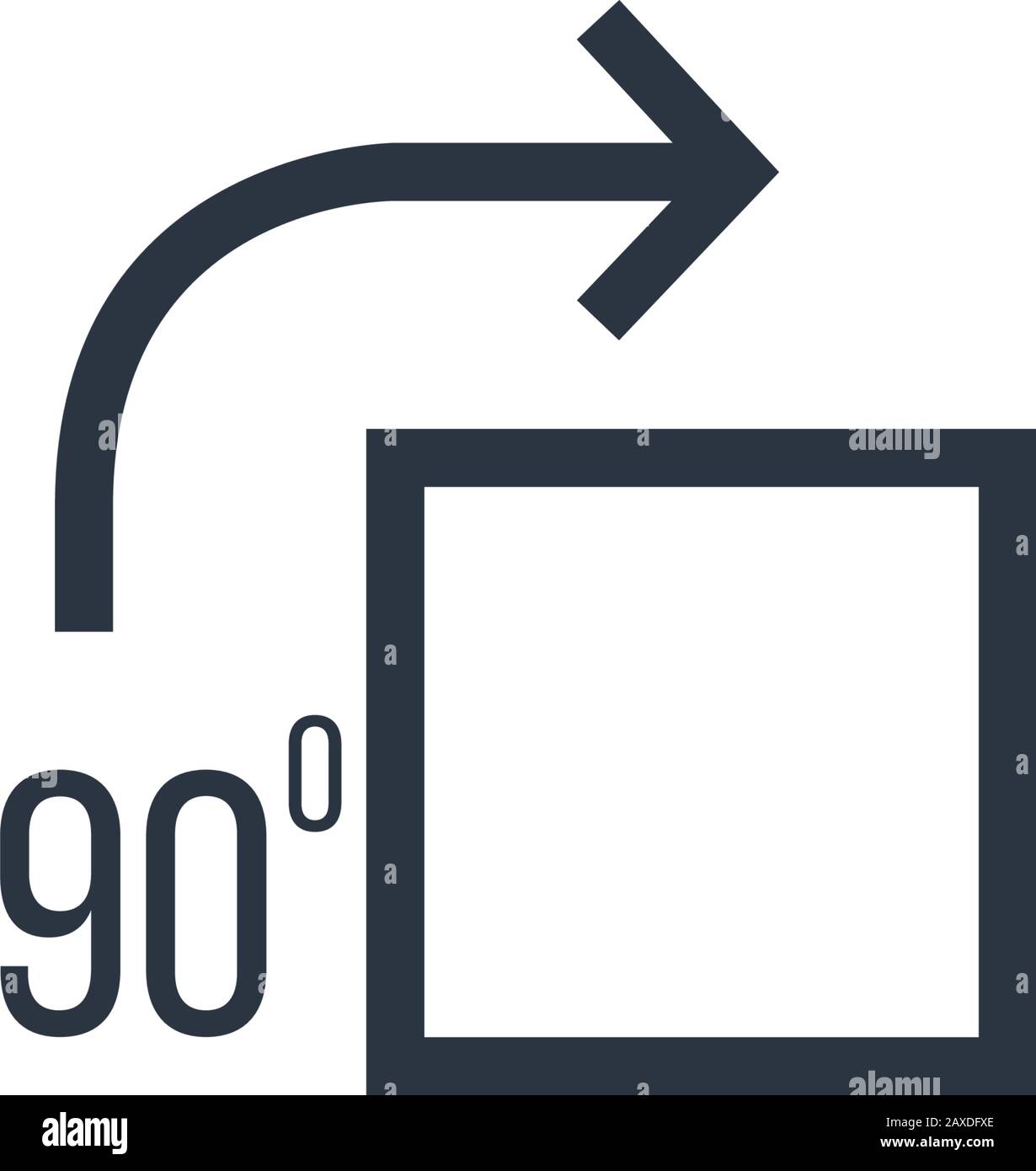 Ruotare l'elemento quadrato e la freccia. angolo di rotazione di 90 ...