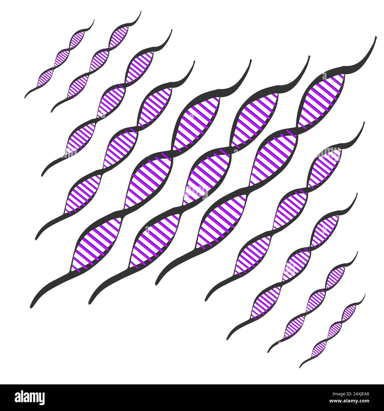 Sfondo del giorno del DNA. Poche strutture a catena con linee al neon ...