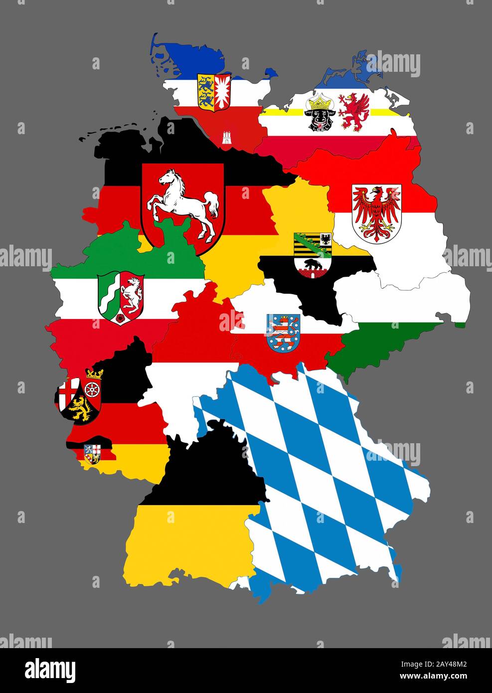 mappa della bandiera delle regioni della germania Foto stock - Alamy