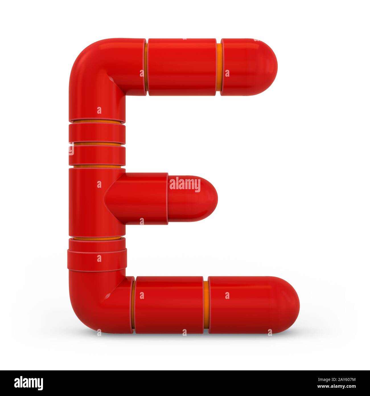 Lettera maiuscola E. Maiuscola. Font rosso metallizzato futuristico ...