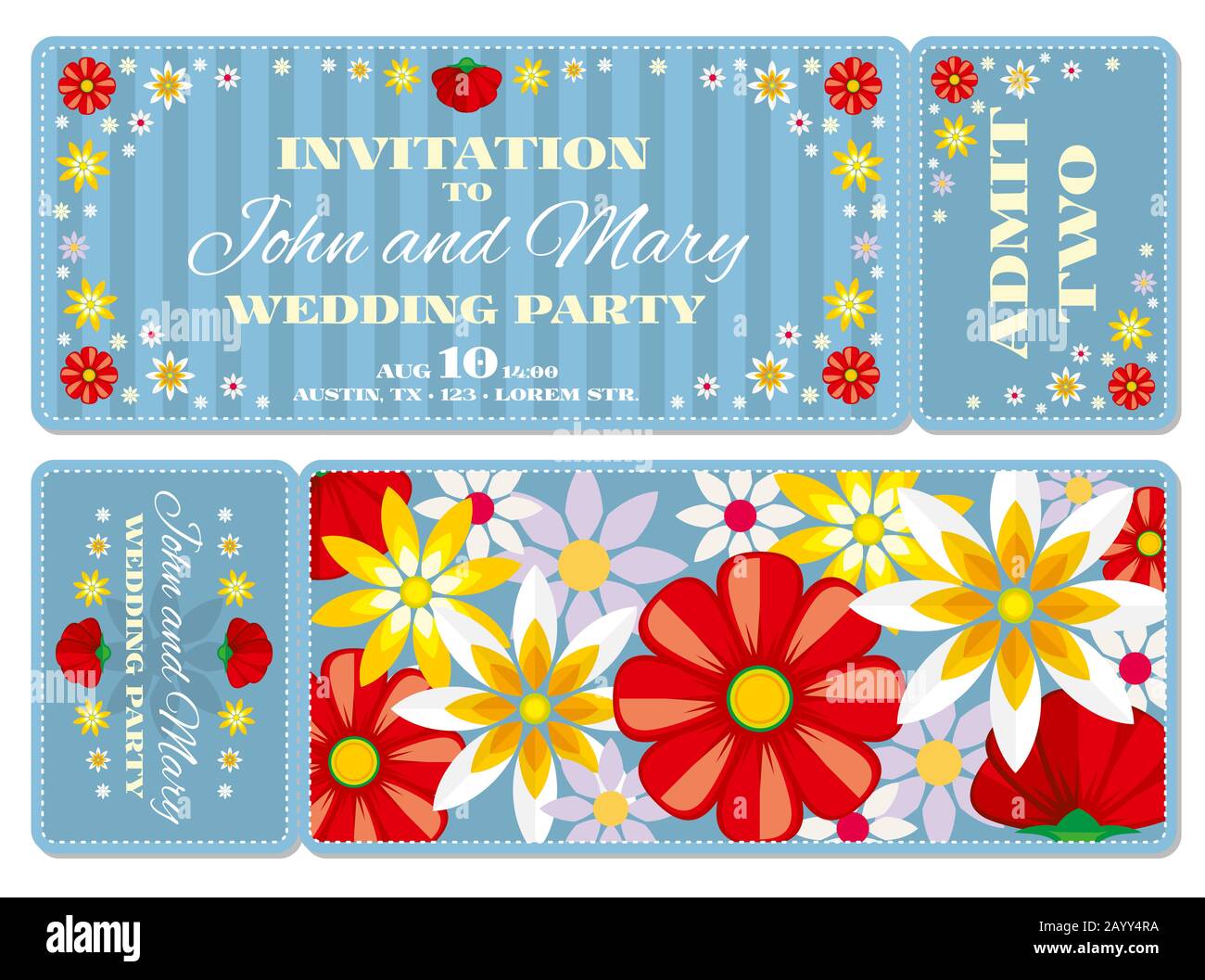 Modello di invito al matrimonio con carta d'imbarco retro. Biglietto d ...