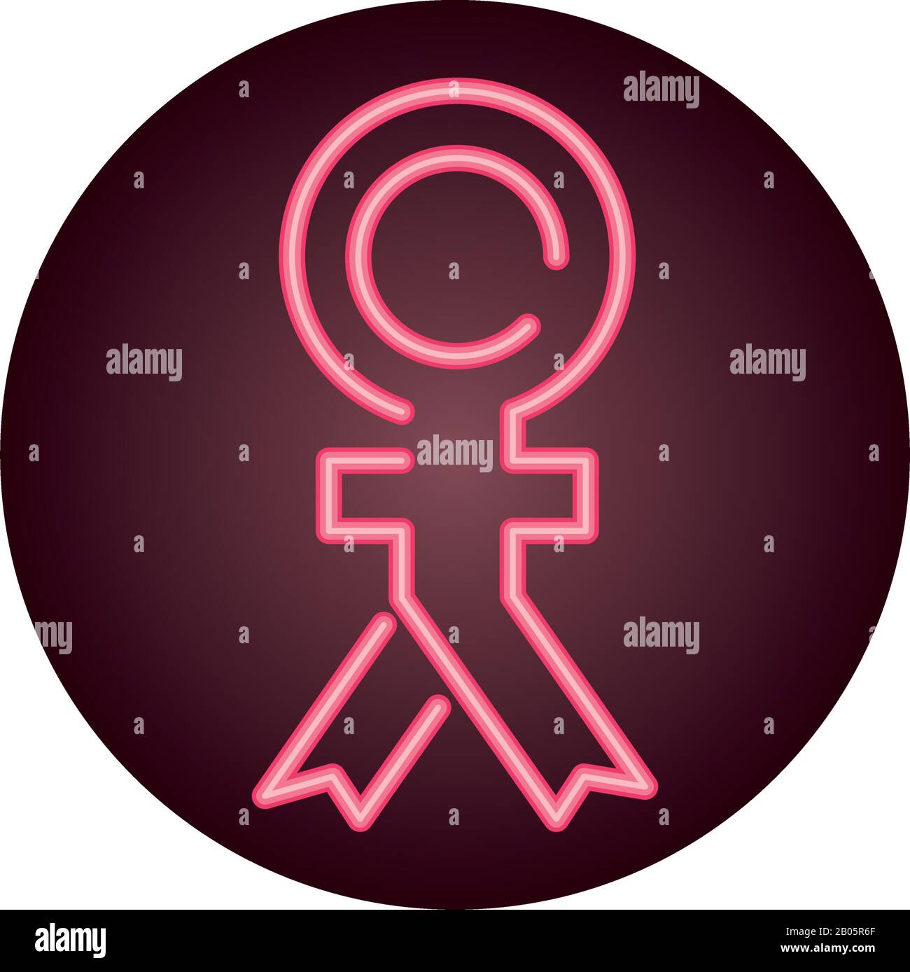 simbolo di genere femminile su sfondo bianco, icona in stile neon ...