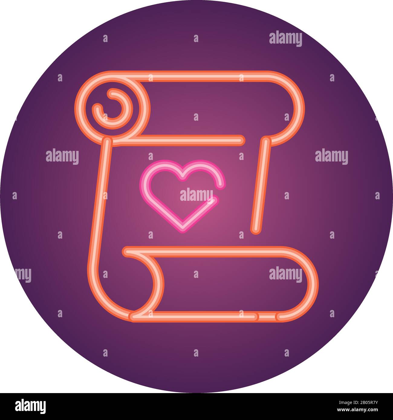 pergamena con icona a forma di cuore su sfondo bianco, icona in stile ...