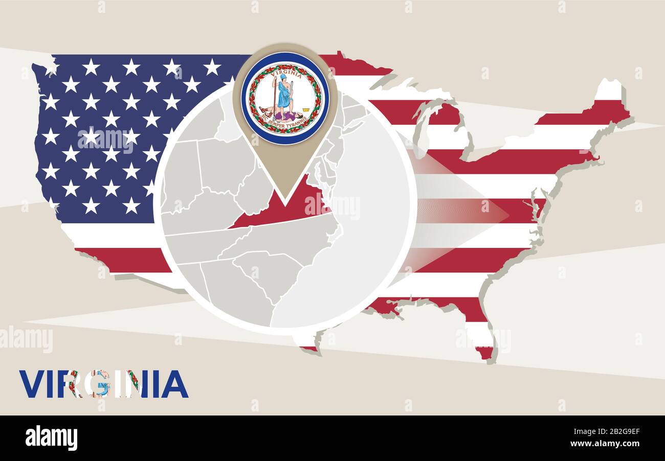 Vecchia mappa della virginia Immagini Vettoriali Stock - Alamy