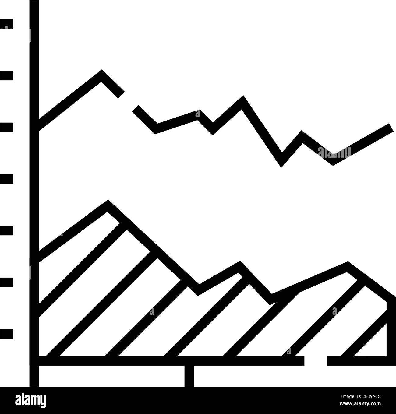 Icona della linea del grafico dei trend, simbolo del concetto ...