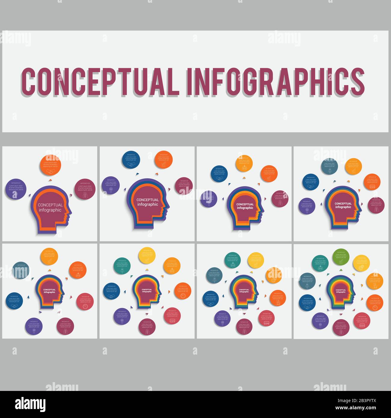 Modelli per infografiche concettuali 3, 4, 5, 6, 7, 8, 9, 10 posizioni ...