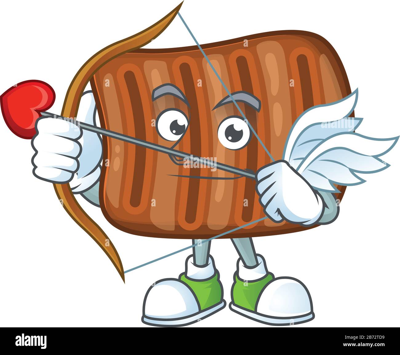 Dolce cartoon carattere di manzo arrosto Cupido con freccia e ali ...