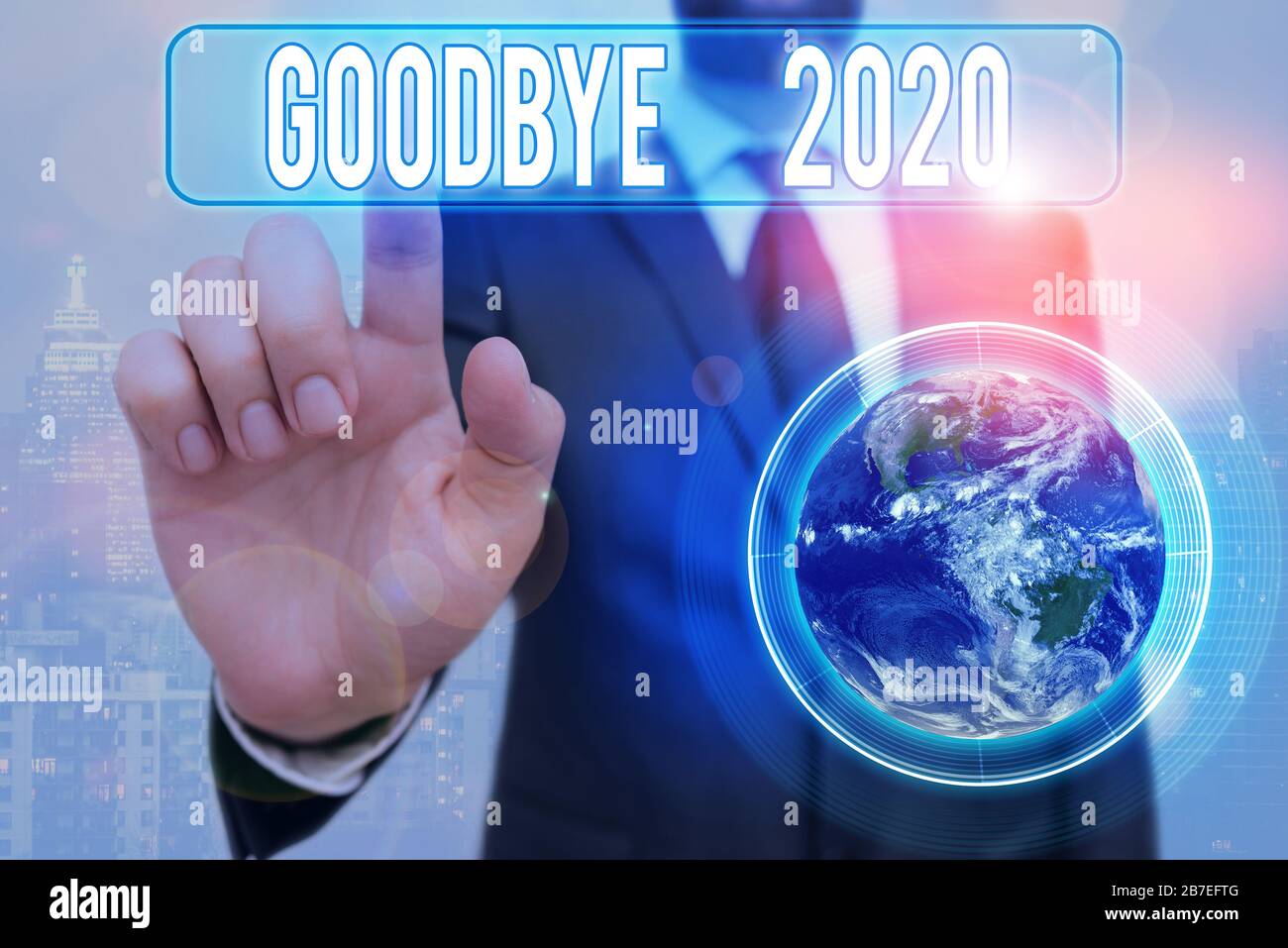 Nota di scrittura che mostra il buon bye 2020. Concetto di business per ...