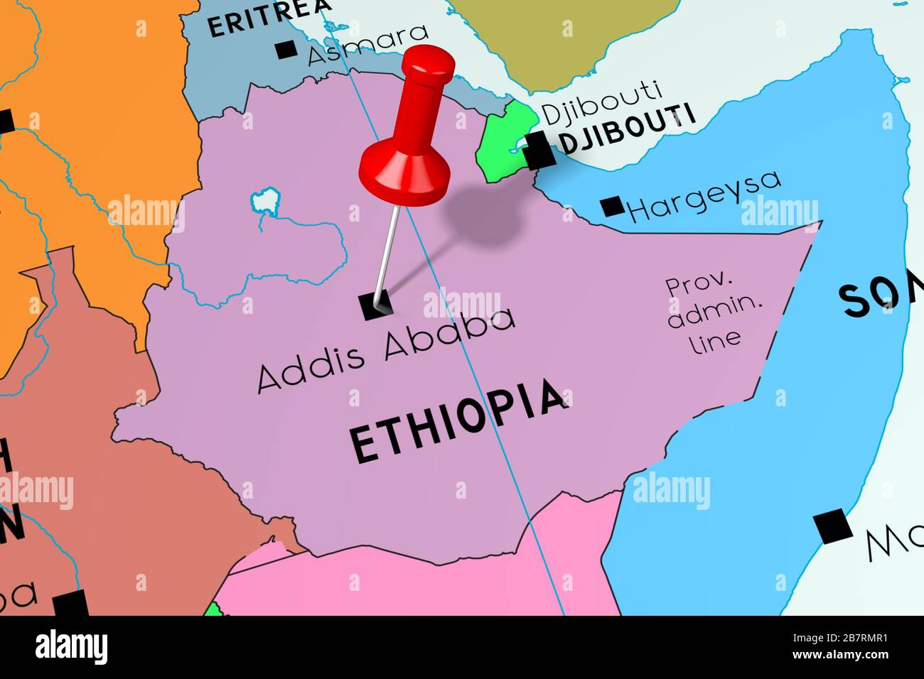Etiopia, Addis Abeba - capitale, fissata sulla mappa politica Foto ...