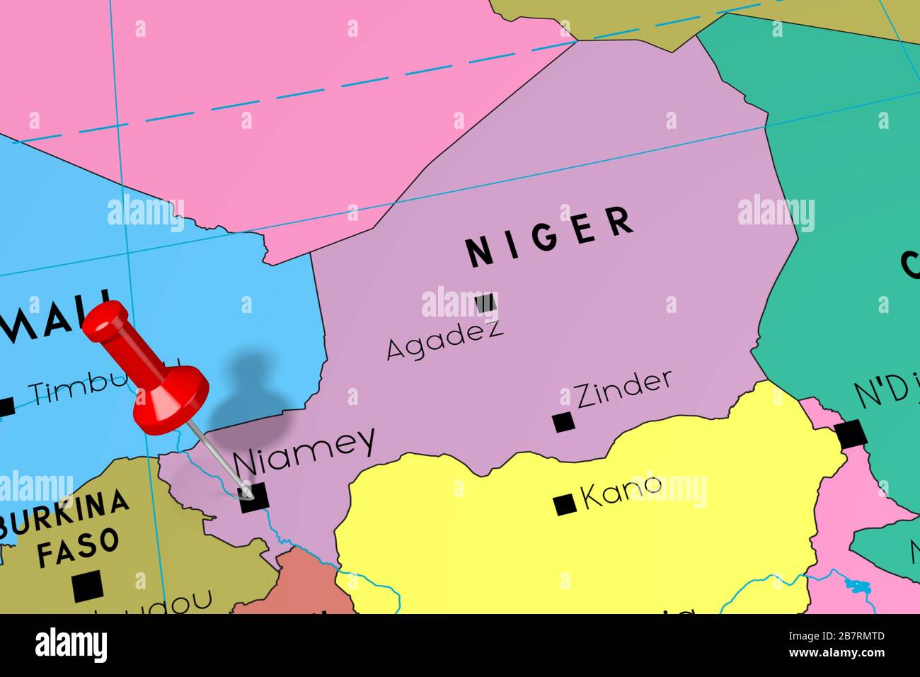 Niger, Niamey - capitale, bloccato sulla mappa politica Foto stock - Alamy