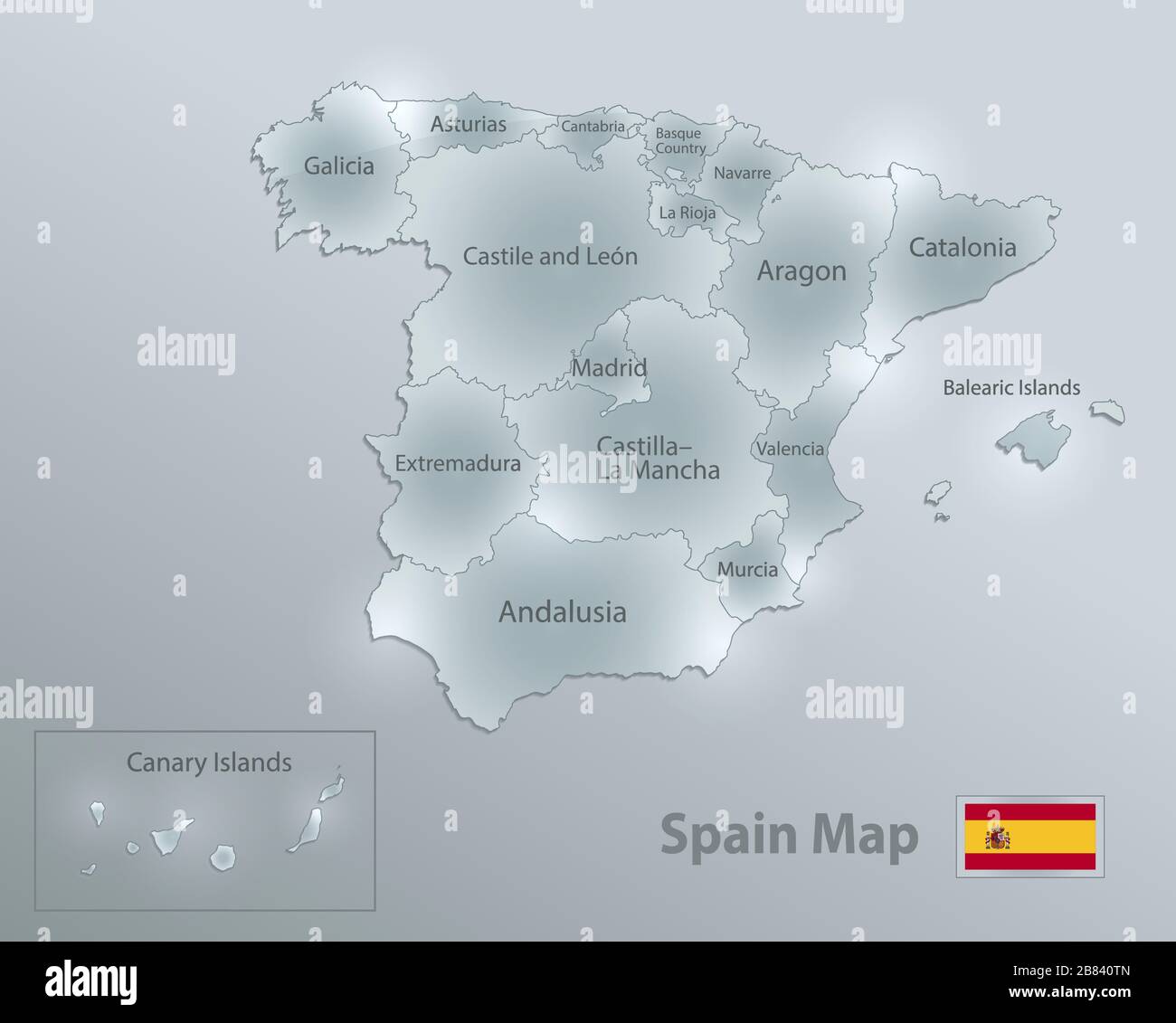 Mappa regioni spagna con bandiera immagini e fotografie stock ad alta ...