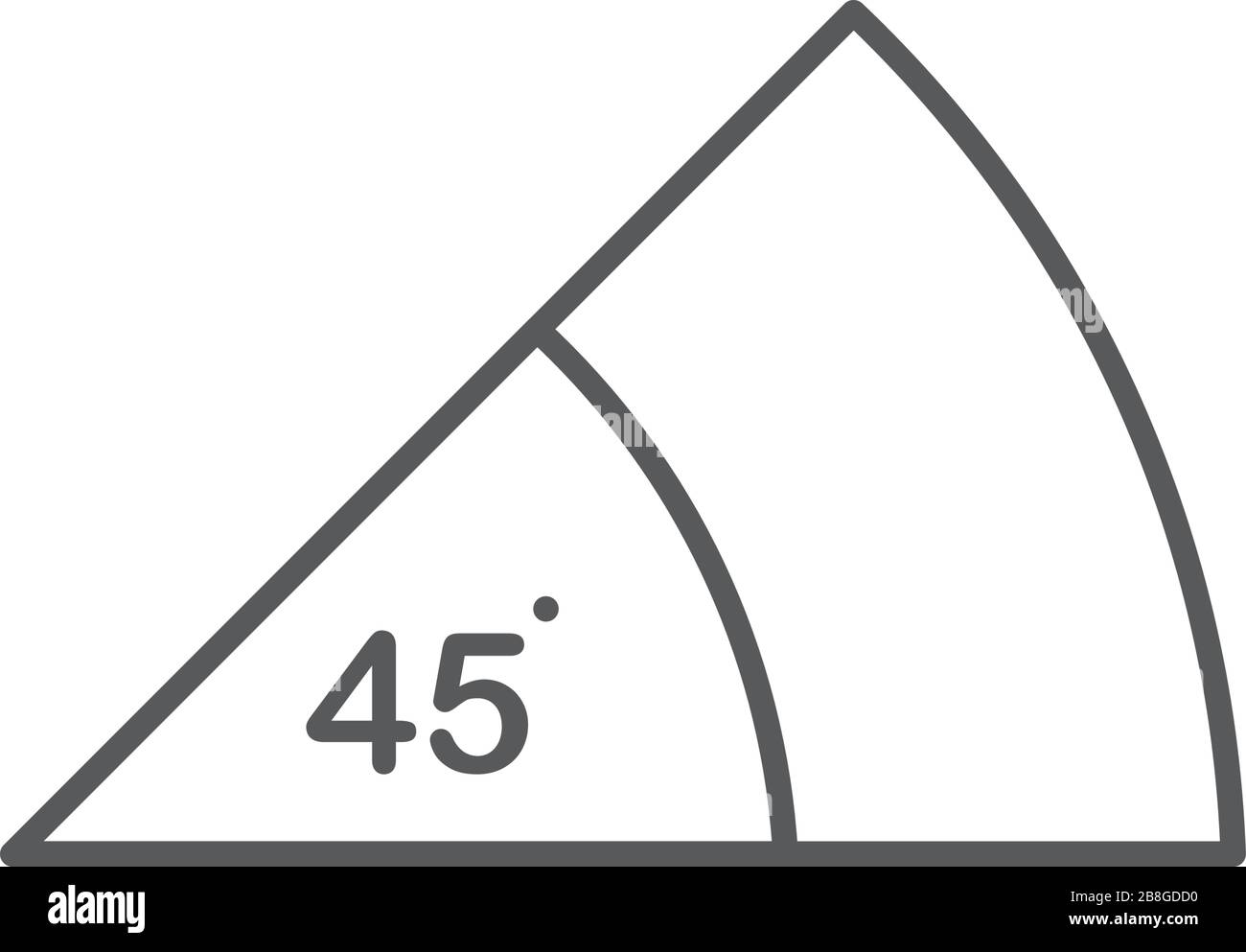 Simbolo del vettore di angolo di 45 gradi isolato su sfondo bianco ...