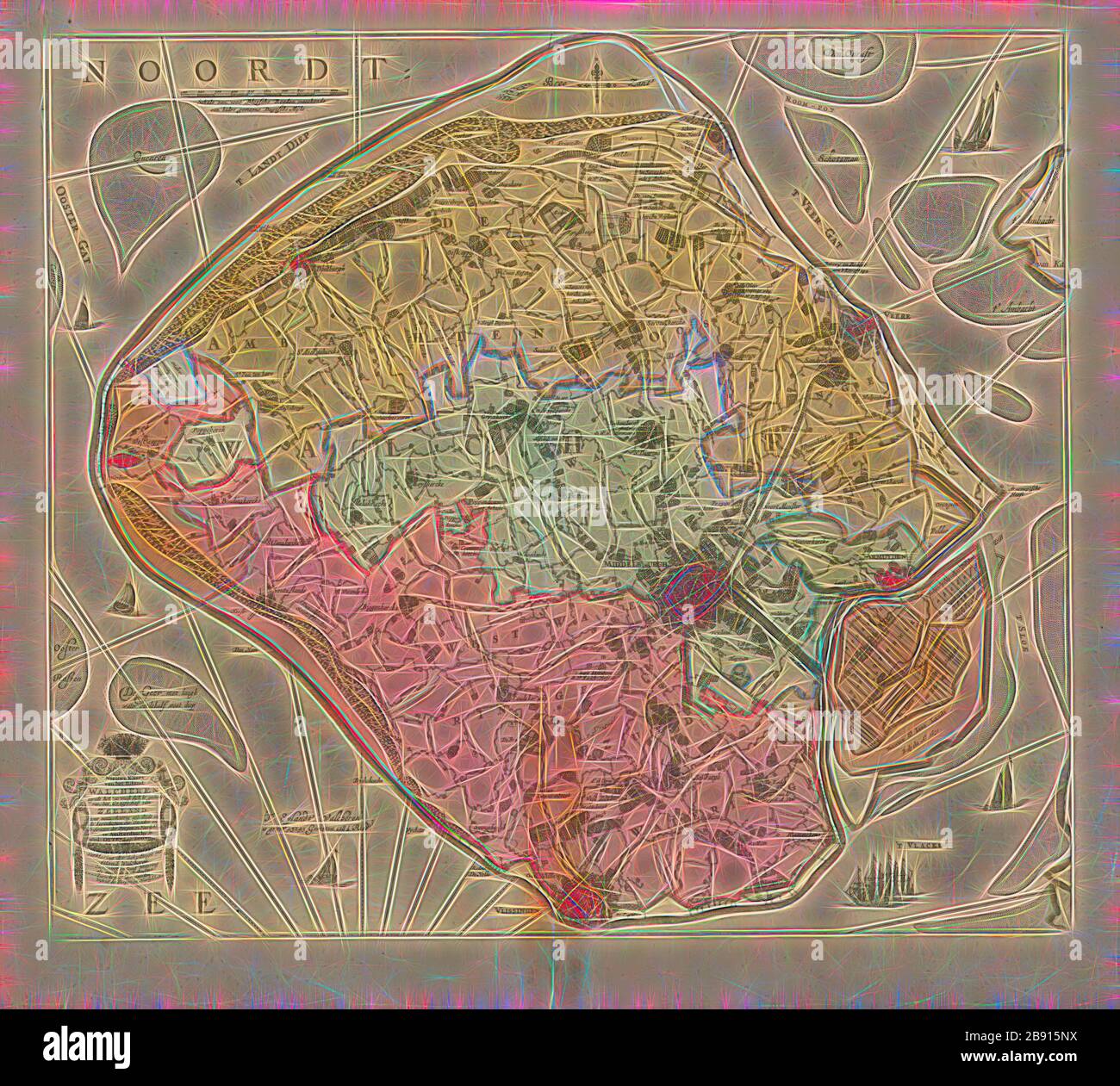 Mappa, Nieuwe kaart van het eiland Walcheren, Copperplate print ...