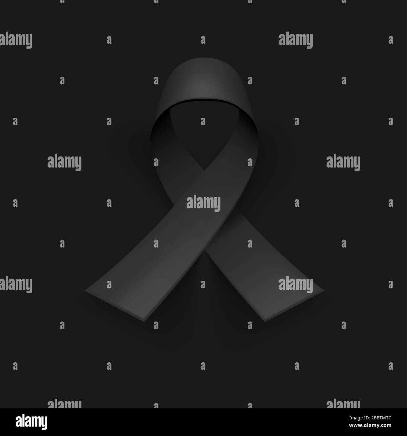 Nastro di consapevolezza. Simbolo del lutto e del melanoma. Sfondo nero ...