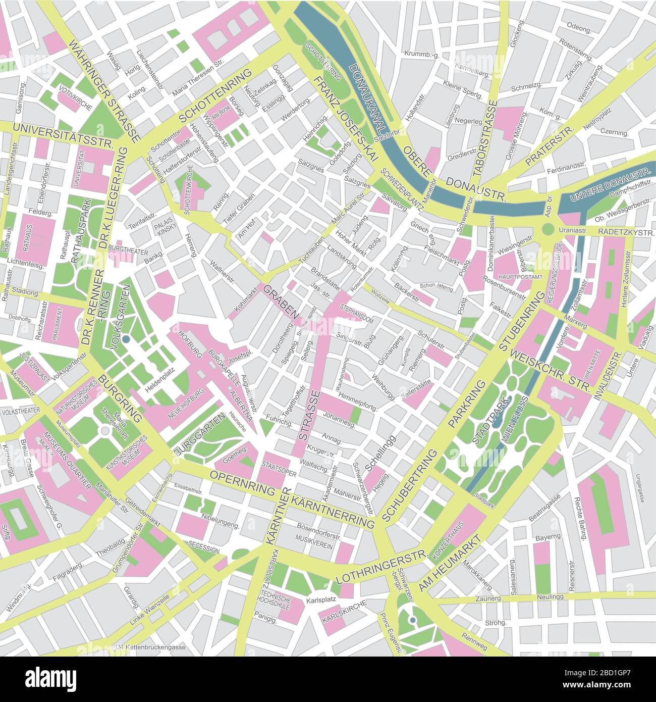 Illustrazione della mappa della città nel centro di vienna (vienna ...