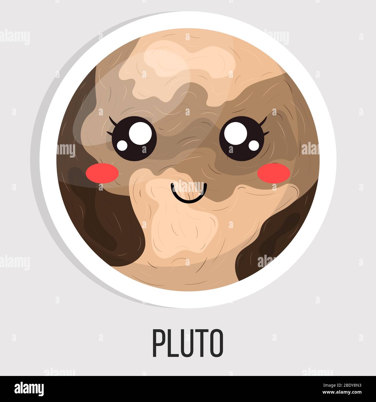 Cartoon cute plutone pianeta isolato su sfondo bianco. Pianeta del sistema solare. Illustrazione ...