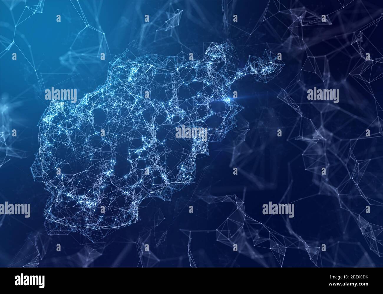 La mappa dell'Afghanistan indica una rete connessa di punti e linee ...