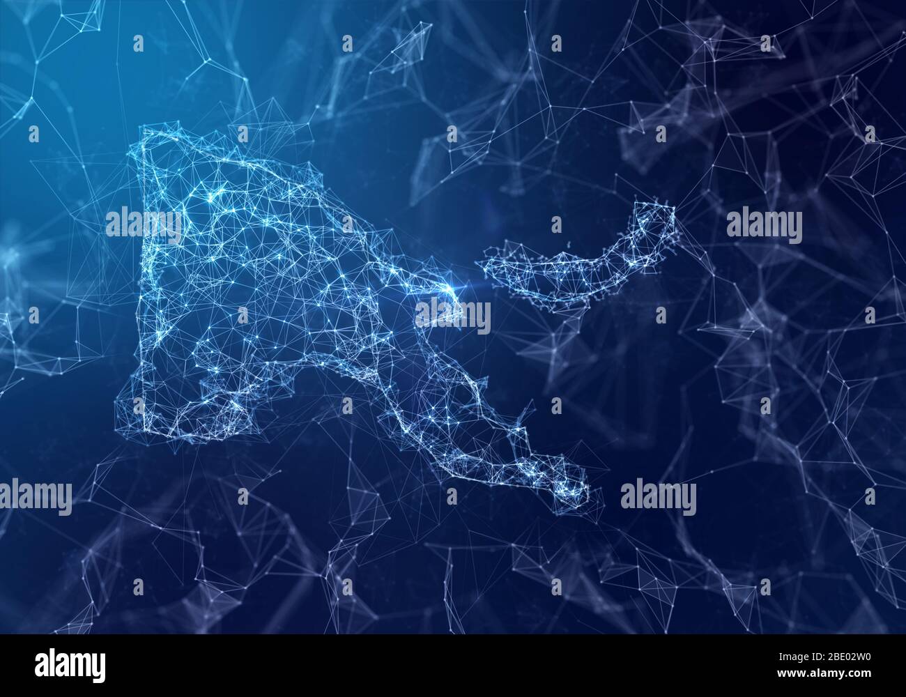 La mappa della Papua Nuova Guinea indica una rete connessa di punti e ...