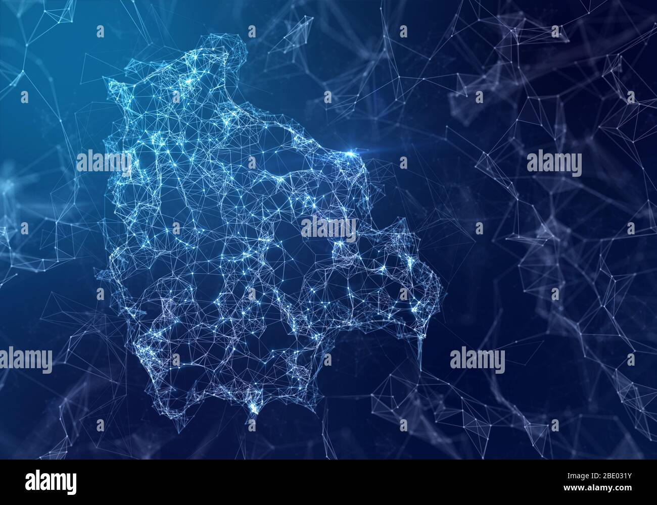 La mappa della Bolivia indica una rete connessa di punti e linee ...