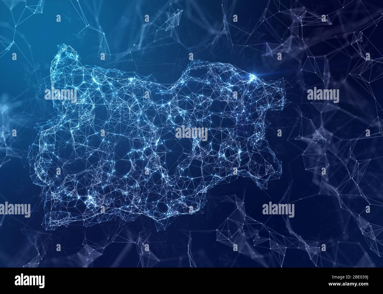 La mappa della Bulgaria che indica una rete connessa di punti e linee ...
