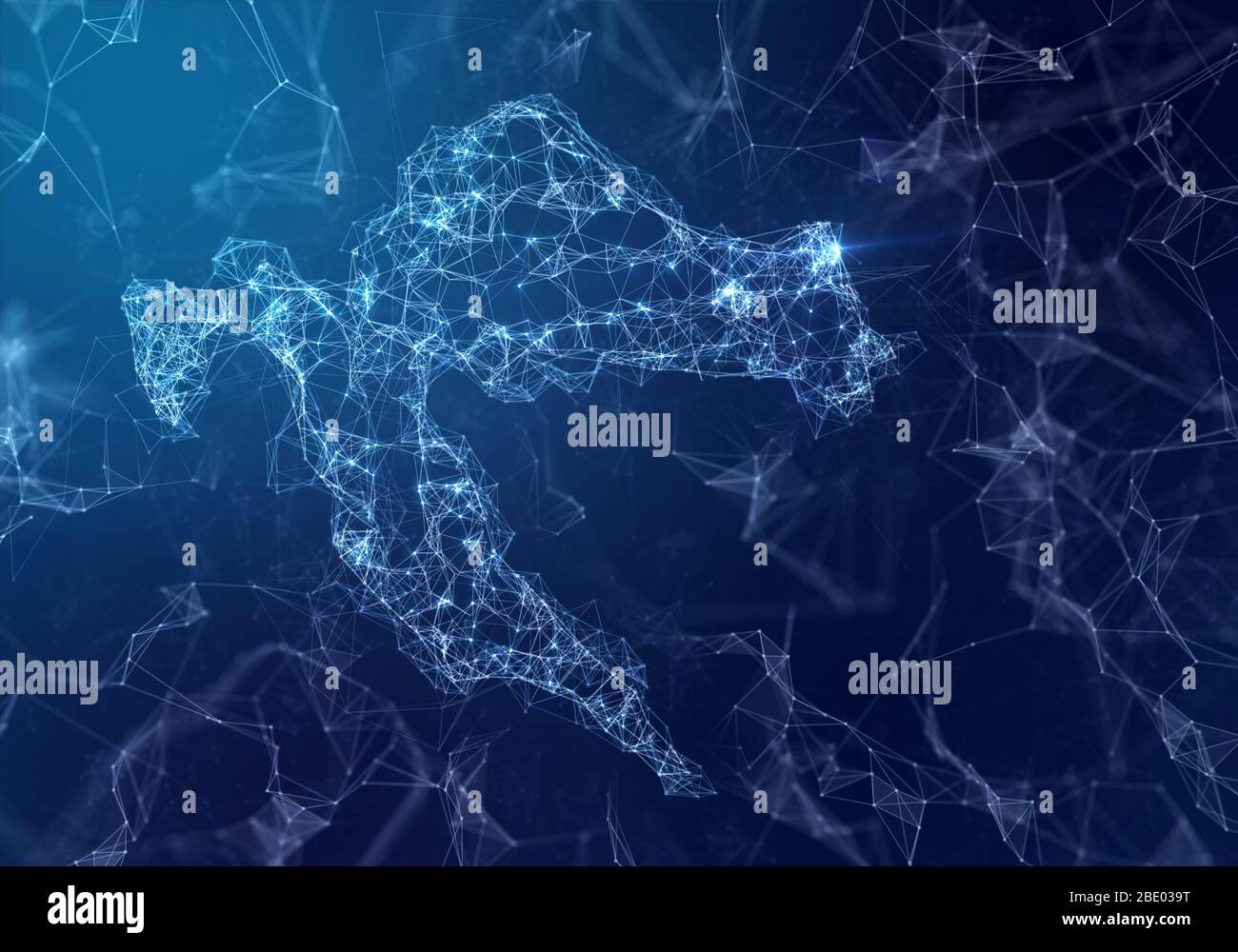La mappa della Croazia che indica una rete connessa di punti e linee ...