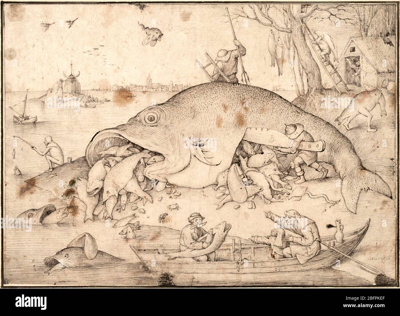 Il pesce grande mangia il pesce piccolo, disegno di Bruegel per una ...