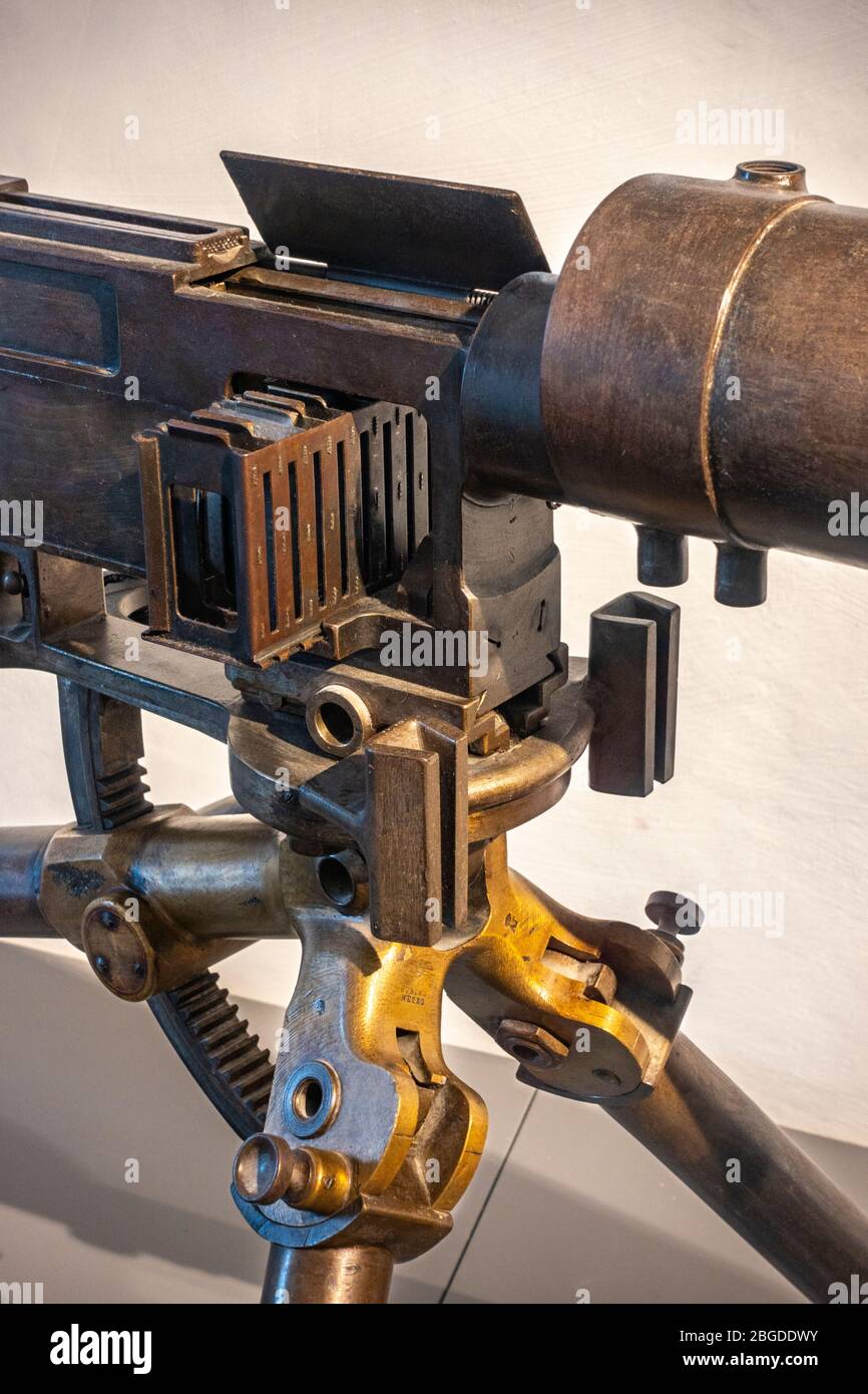 Dettaglio di una Fiat–Revelli modello 1914 della prima Guerra Mondiale ...