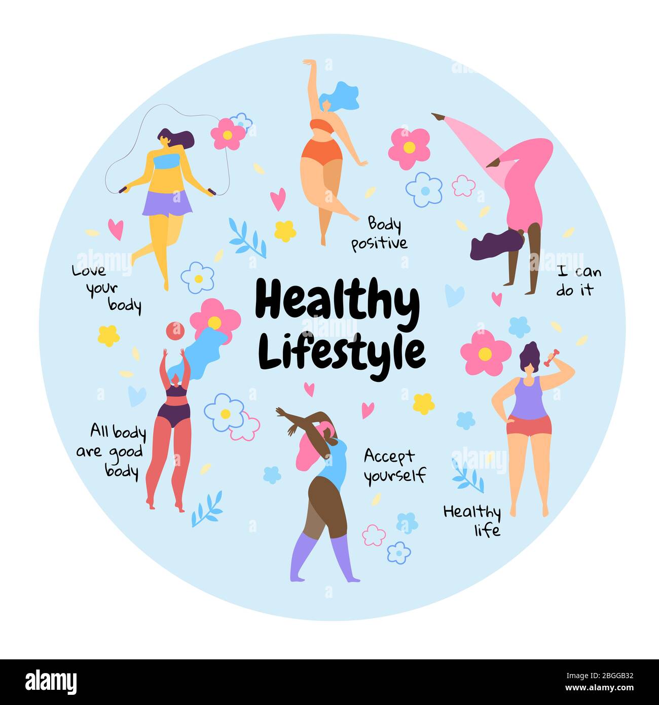 Corpo felice positivo sovrappeso ragazze sano stile di vita. Attraente ...