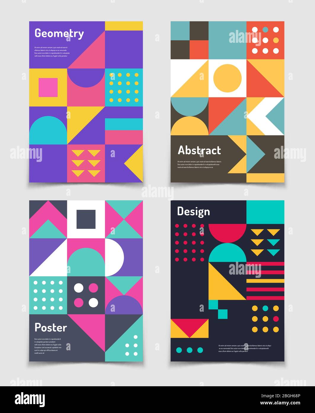 Poster grafici retro-svizzeri con forme geometriche bauhaus. Sfondi ...