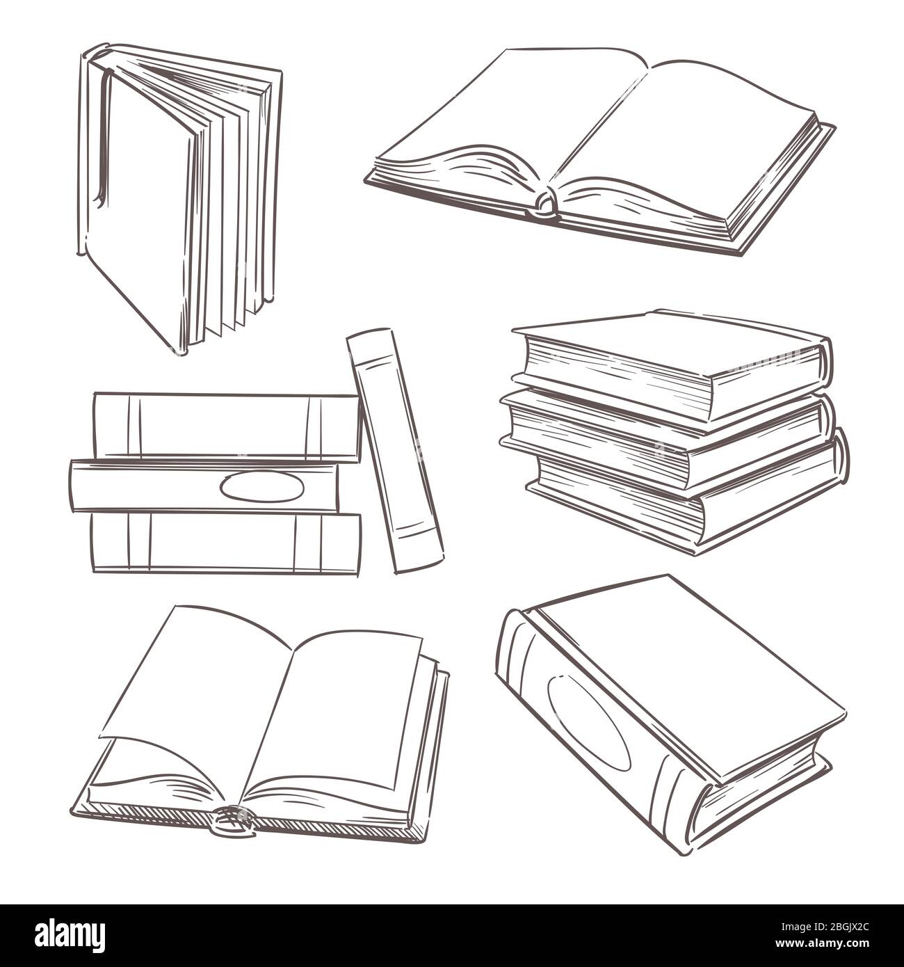 Libri disegnati a mano, riviste di carta e libri di testo scolastici ...