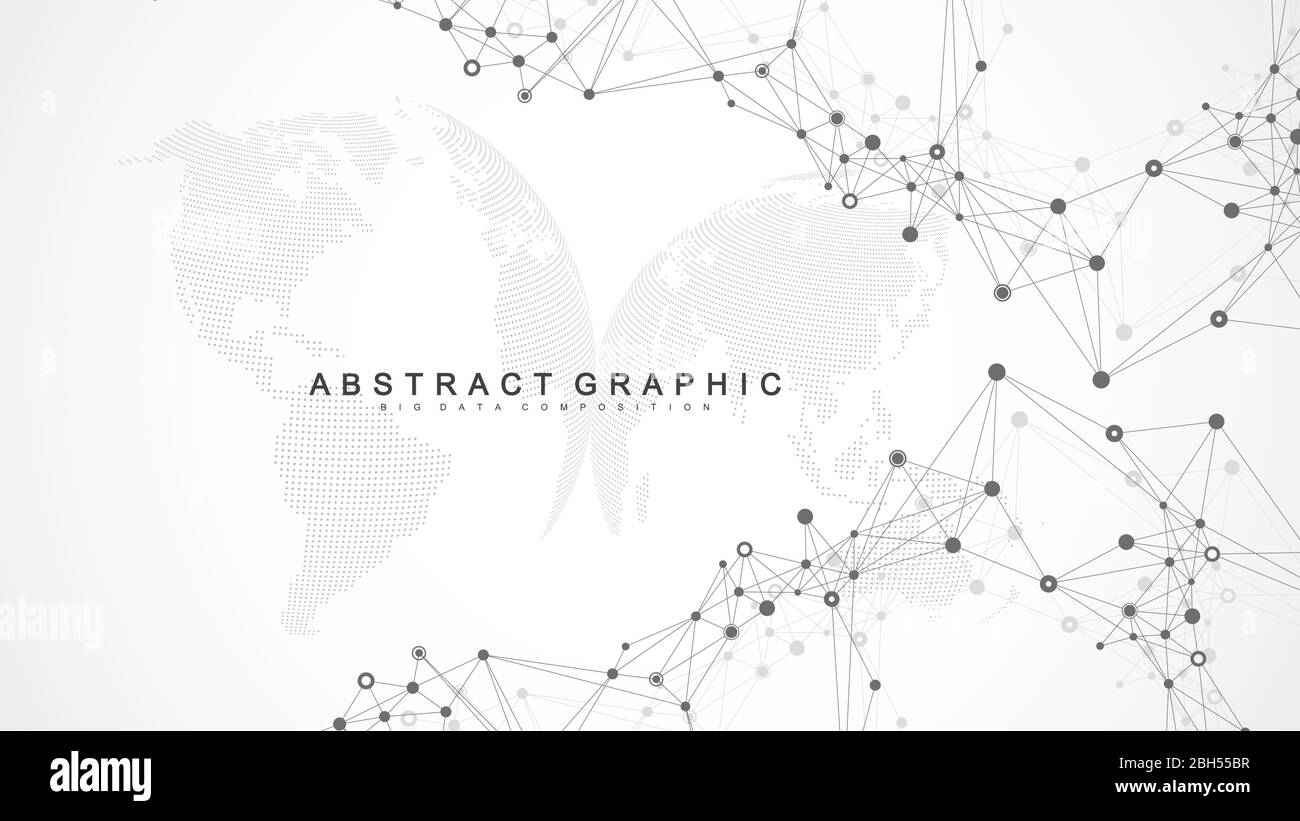 Astratta geometrica dello sfondo con la linea collegata e punti. La ...