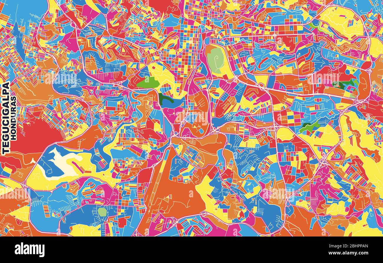Mappa vettoriale colorata di Tegucigalpa, Francisco Morazán, Honduras ...