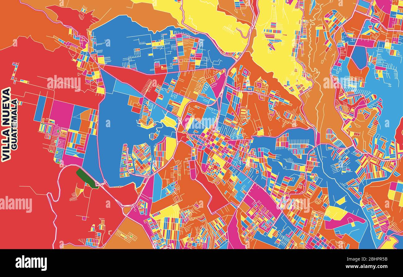 Mappa vettoriale colorata di Villa Nueva, Guatemala, Guatemala. Modello ...