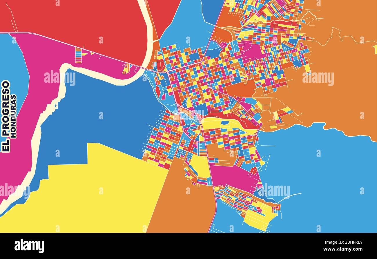 Mappa vettoriale colorata di El Progreso, Yoro, Honduras. Modello Art ...