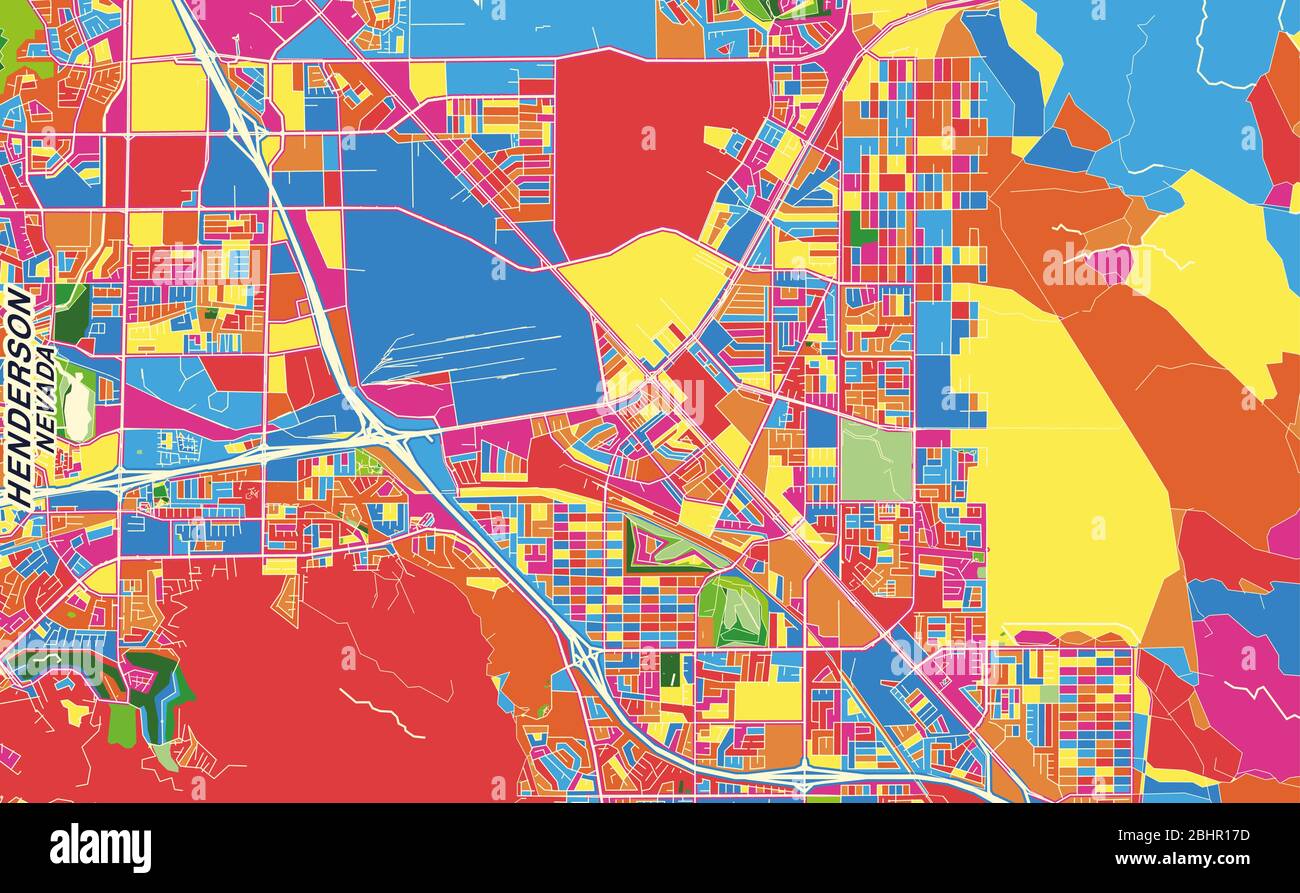 Mappa vettoriale colorata di Henderson, Nevada, U.S.A.. Modello Art Map ...