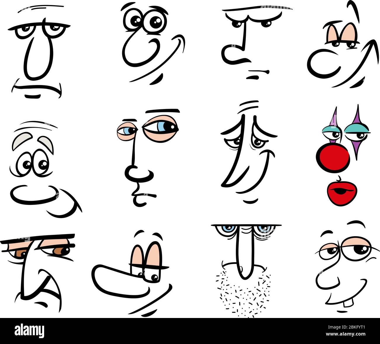 Cartoon volti umani o persone emozioni elementi di disegno Set grafico ...
