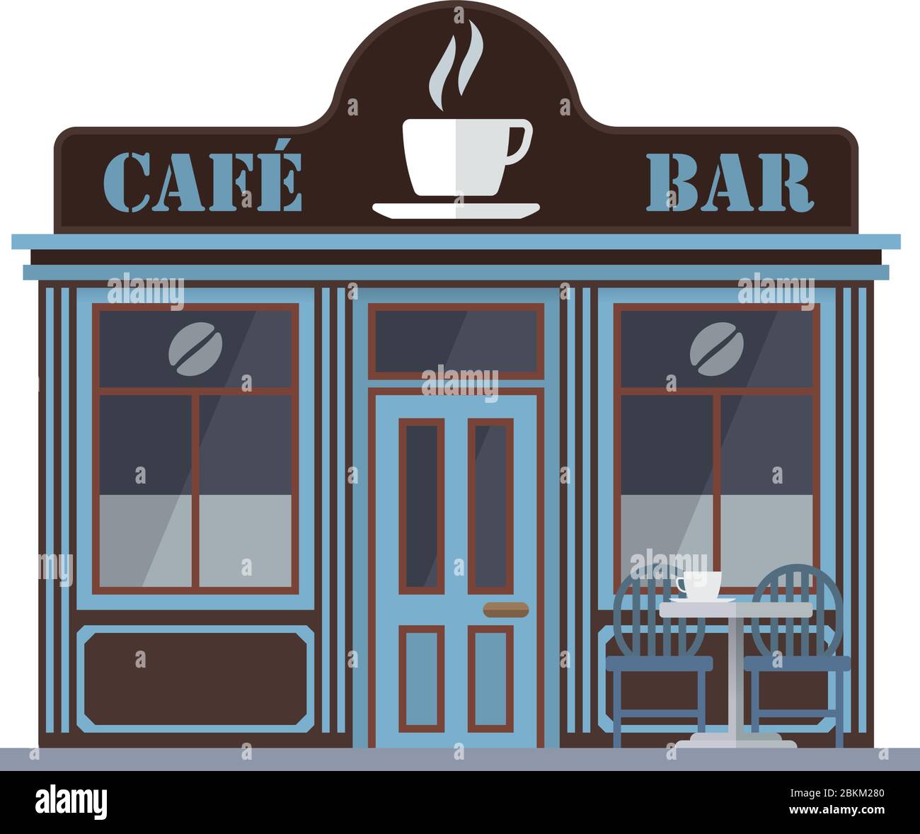 Struttura isolata di cafe' e bar a disegno piatto, con illustrazione ...