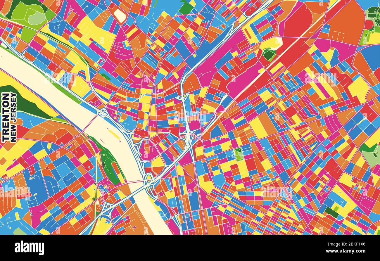 Mappa vettoriale colorata di Trenton, New Jersey, USA. Modello Art Map ...