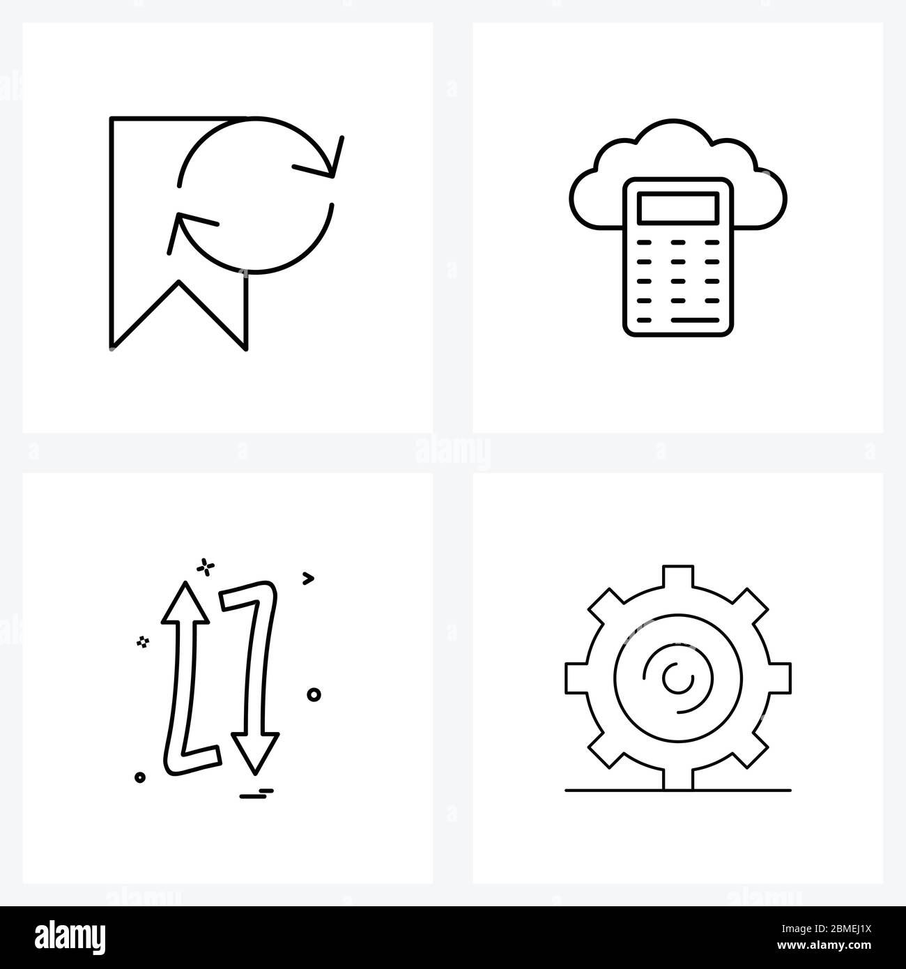 Simboli universali di 4 linee moderne icone di badge, giù, refresh ...