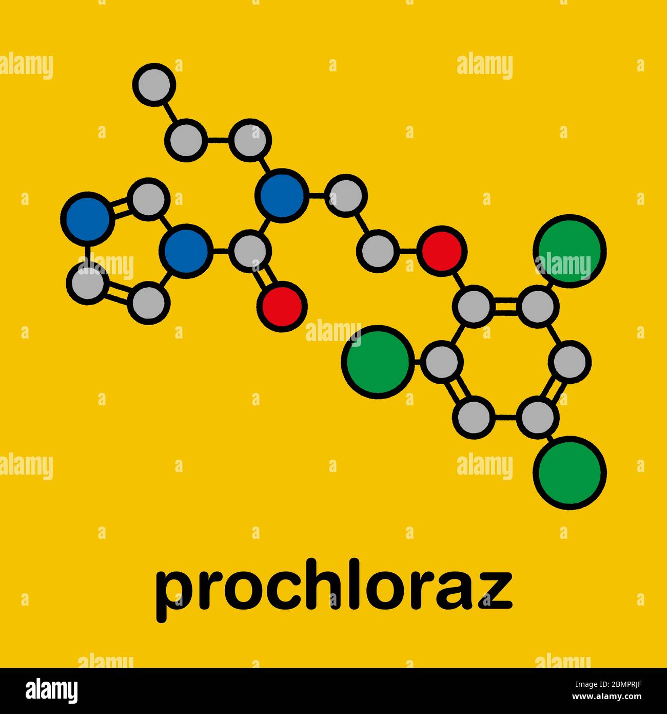 Molecola di fungicida di procloraz. Formula scheletrica stilizzata ...