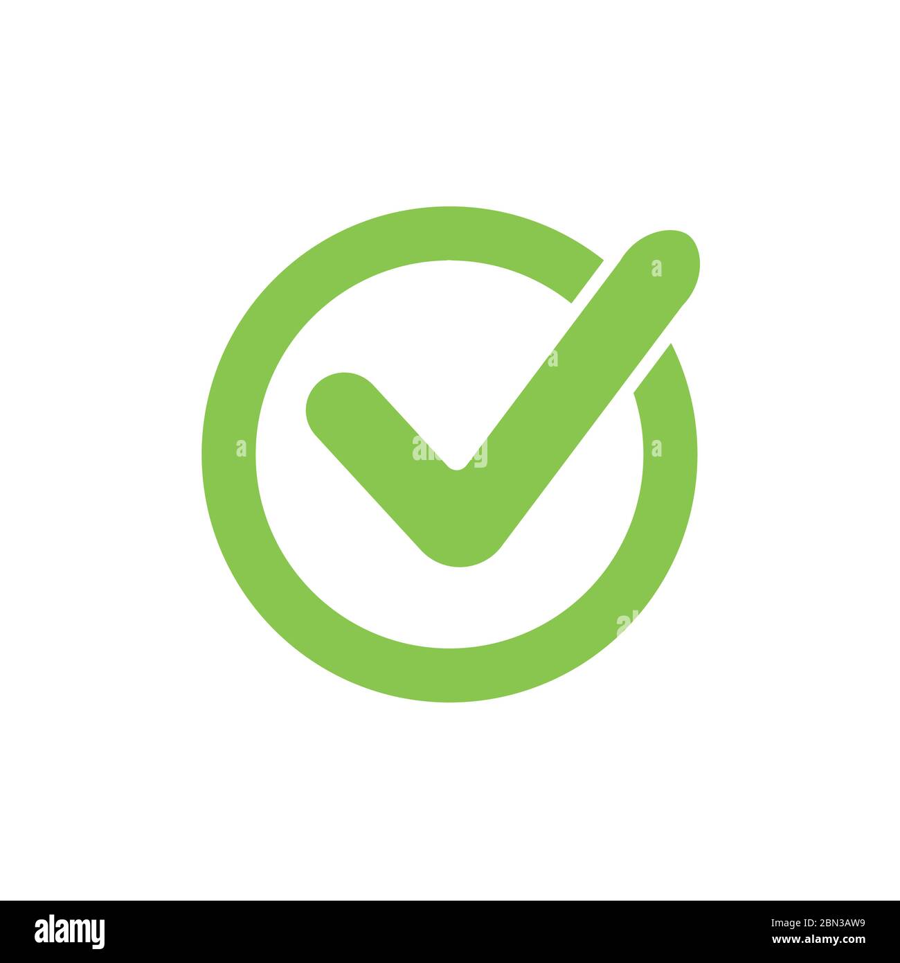 Icona segno di spunta verde in un cerchio. Segno di spunta di colore ...