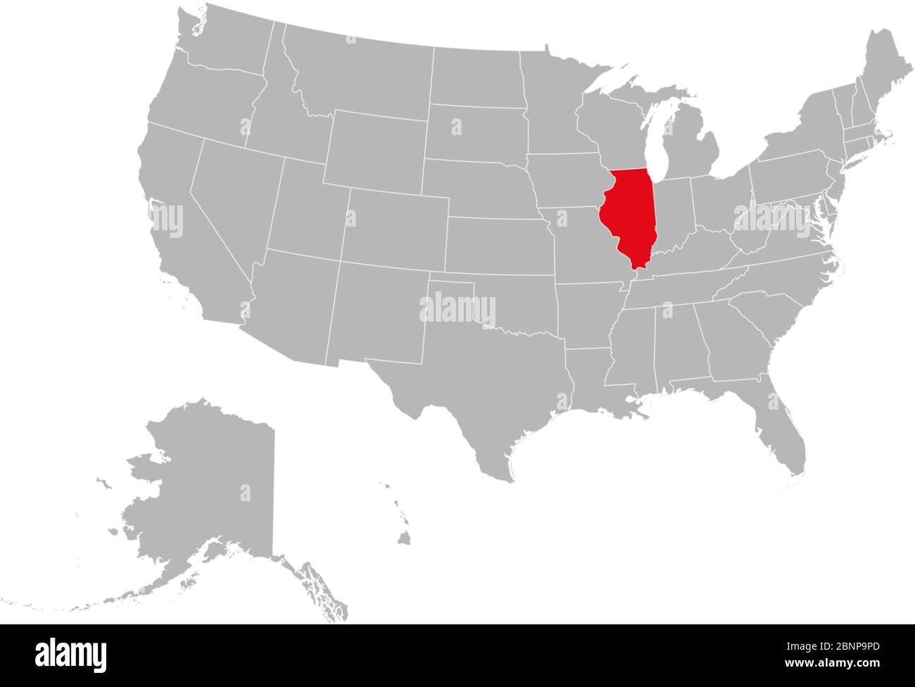 Stato dell'Illinois evidenziato sulla mappa politica degli Stati Uniti ...