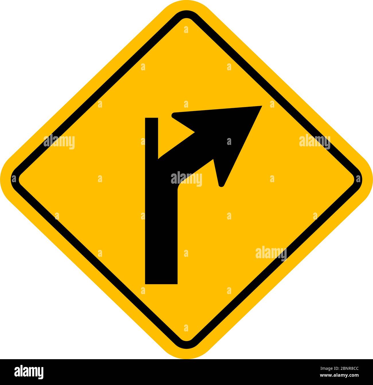 Andare dritto curva a destra simbolo. Cartello stradale giallo Diamond ...