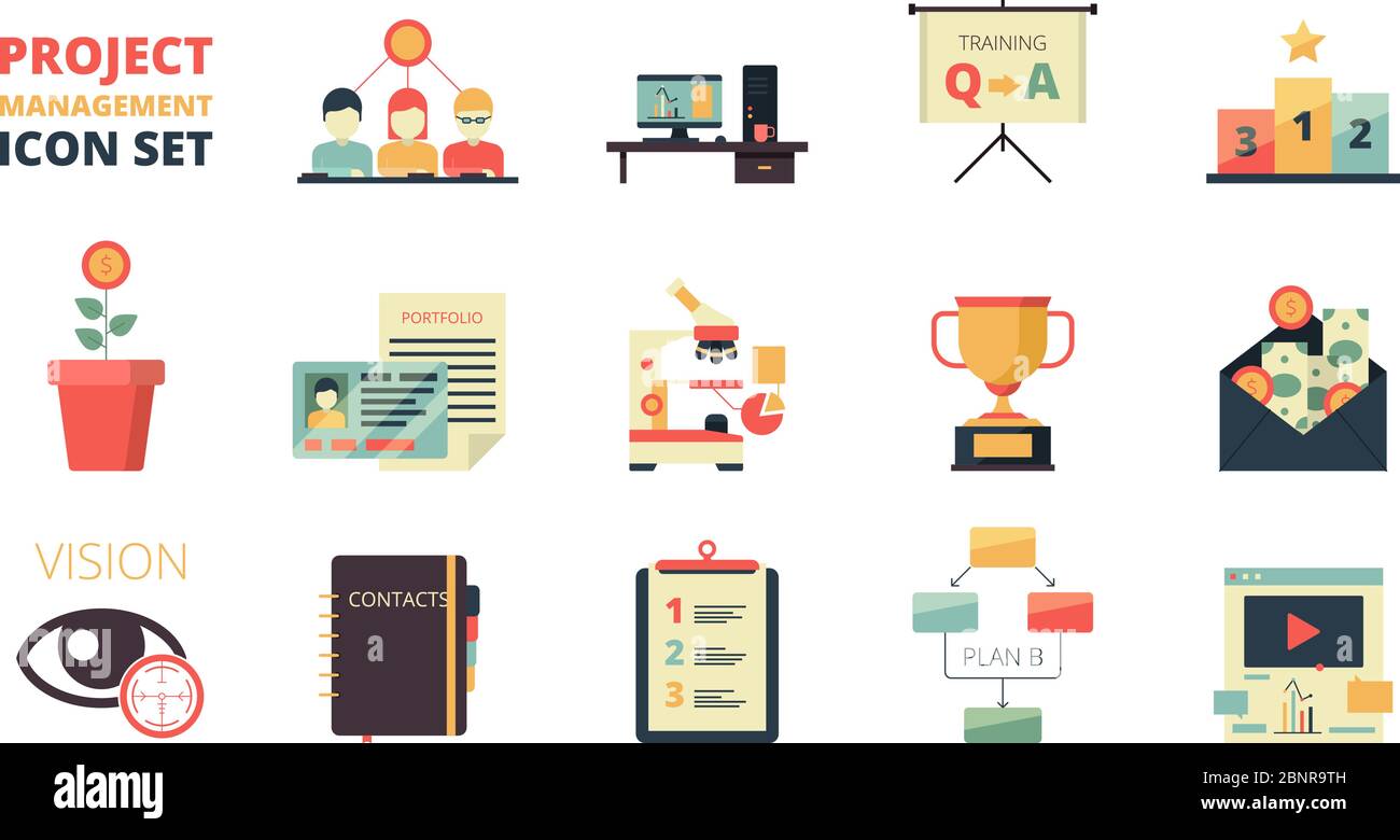 Icona di pianificazione del progetto. Business strategy management ...