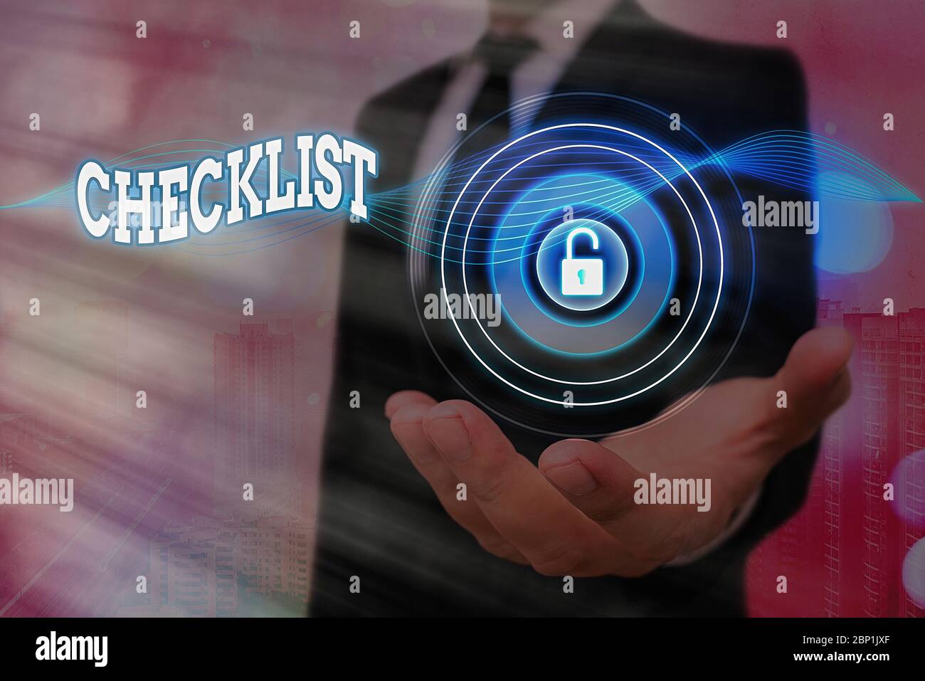 Testo della scrittura Checklist. Foto concettuale elenco elementi ...